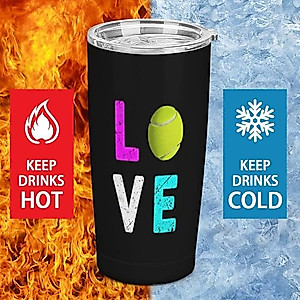 UWBNOQSV Favorite Tennis Tumbler Insulated Stainless Steel Travel Tumbler Car Cup with Lid with Straw And Brush 590ml