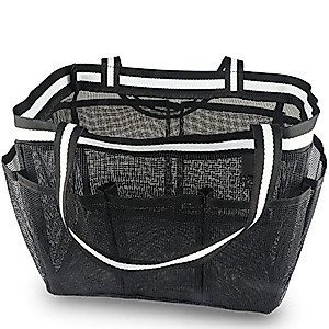 Ocim XL Portable Shower Caddy Basket - Mesh Shower Tote Bag for Travel College Dorm Gym Camping - Black