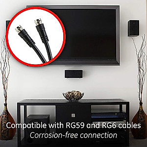 GE 2-Way Coaxial Cable Splitter, 5-900 Mhz Range, RG59 RG6 Coax Compatible, Audio, Video, Works with HD TV, Cable, Amplifiers, Amplified Antennas, Nickel, Corrosion Resistant, 35046