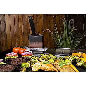 Blackstone 5188 Rear Gate, 3 Magentic Hooks and Tool Combo, Flat Top Griddle Accessories, Stainless Steel Barbeque Cooking Utensil Holder and Grease Guard, 1, Silver