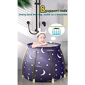 Portable Bathtub Thickened Insulation, Double Drainage, Folding Portable, Suitable for Small Spaces (Bathroom, Outdoor, RV) Soaking, spa(blue antlers)