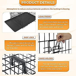 PayLessHere Large Dog Crate Kennel for Medium Large Dogs Metal Dog Cage Double-Door Folding Travel Indoor Outdoor Puppy Playpen with Divider and Handle Plastic Tray (42 Inch, Black)