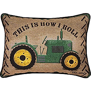 Manual Woodworkers Green Tractor This is How I ROLL RECTANGLUAR Pillow 18" X 13"