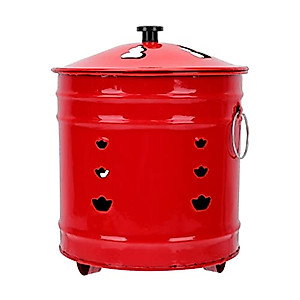 Zerodeko Portable Gas Burner Burn Incinerator Can Metal Fire Pit Burn Cage Garden Furnace Chinese Sacrificial Buckets for Wood Rubbish Leaves Trash Burning Backyard Bonfire Red Outdoor Gas Burner