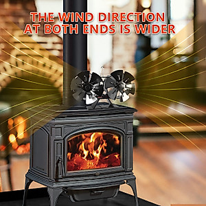 Holldoor 12-Blade Fireplace Fan, Non-Electric, Wood Stove Fan, Heat-Powered, Black, Aluminum, Tabletop, Painted, 1 Pound, Magnetic Thermometer, Indoor Use, Air Circulation, Wood Stove Compatible