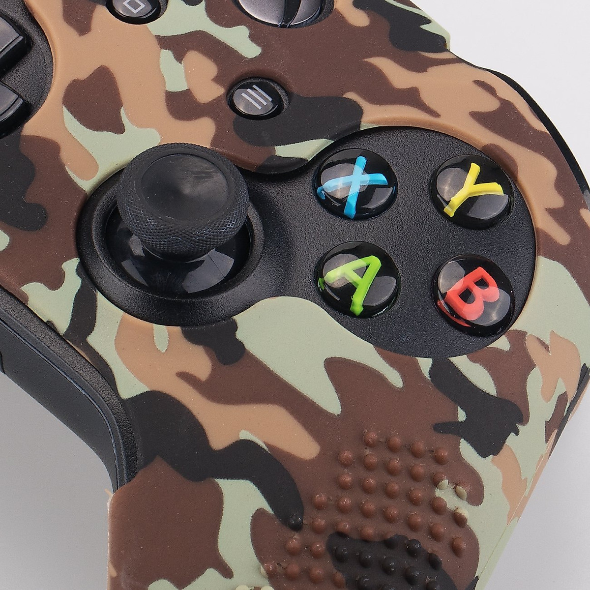 9CDeer Studded Protective Customize Transfer Printing Silicone Cover Skin Sleeve Case + 8 Thumb Grips Analog Caps for Xbox One/S/X Controller Brown Camouflage Compatible with Official Stereo Headset