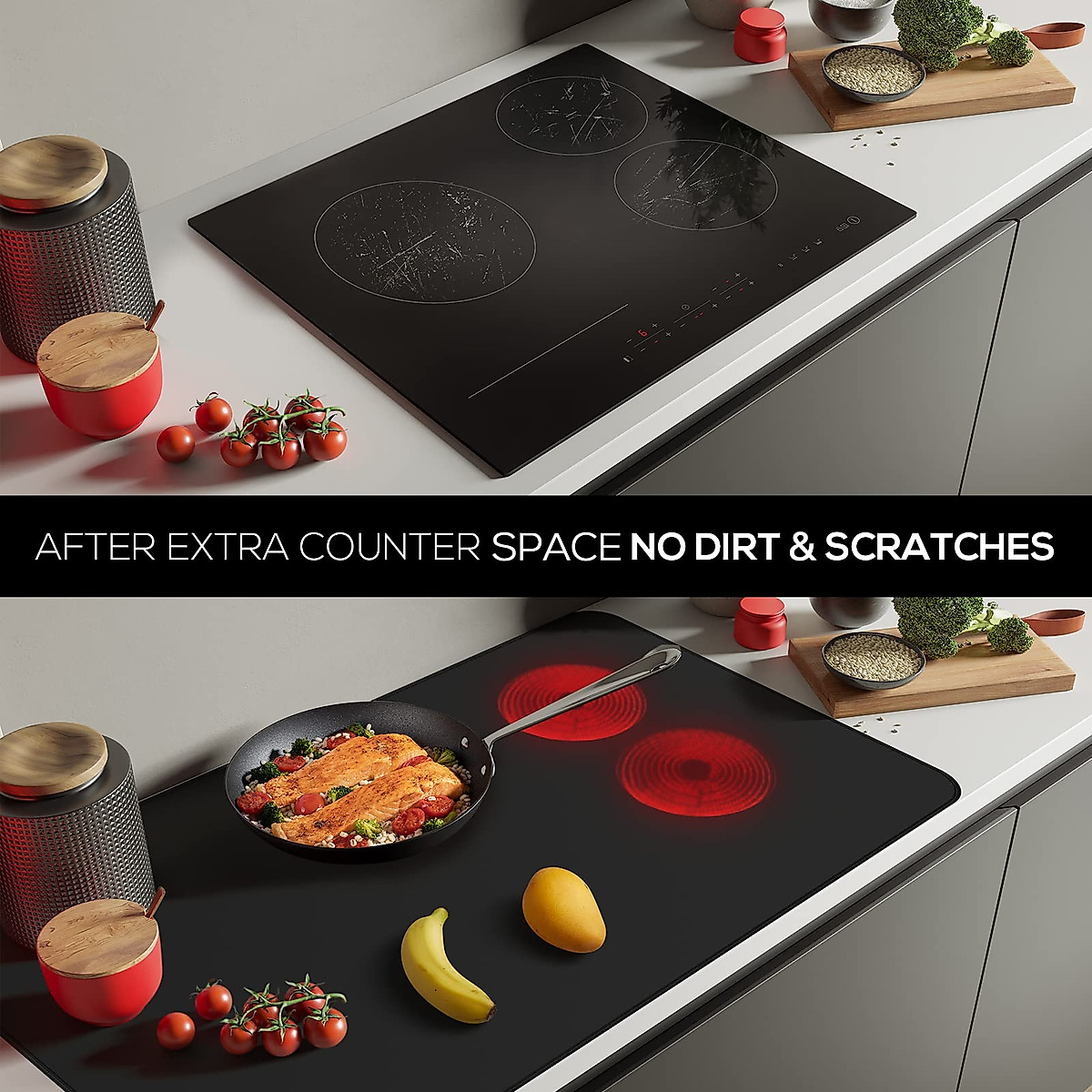 FLASLD Fireproof and Waterproof Stove Top Covers, 21×29.5 inch Electric Stove Cover Mat, Glass Top Stove Cover - Ceramic Glass Cooktop Protector - Flat Top Oven Cover, Black Without Logo