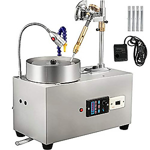 VEVOR Gem Faceting Machine 180W Jade Grinding Polishing Machine 3000RPM Rock Polisher Jewel Angle Polisher with Faceted Manipulator Led Light and Water Pump Flat Grinder for Jewelry Polisher(110V)