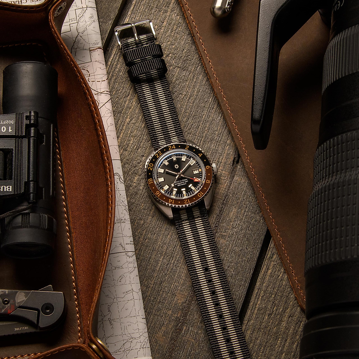 Archer Watch Straps - Premium Nylon Quick Release Watch Bands (Black/Gray, 22mm)