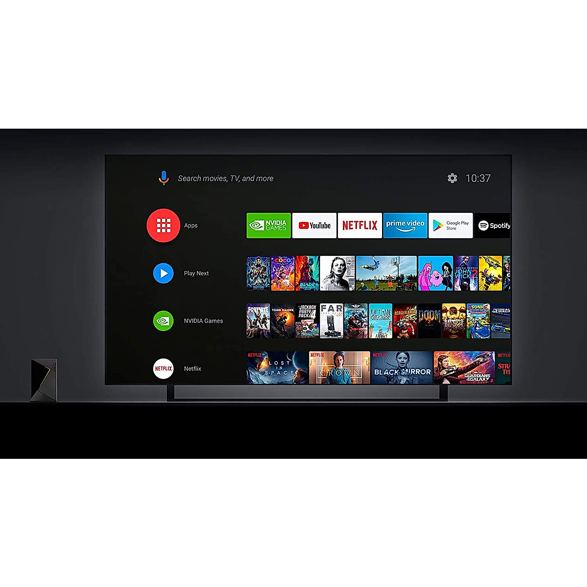 NVIDIA SHIELD Android TV Pro Streaming Media Player; 4K HDR movies, live sports, Dolby Vision-Atmos, AI-enhanced upscaling, GeForce NOW cloud gaming, Google Assistant Built-In, Works with Alexa
