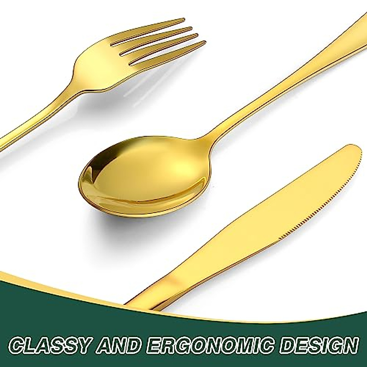 30-Piece Gold Silverware Set, Blingco Gold Flatware Set for 6, Food-Grade Stainless Steel Cutlery Set, Tableware Eating Utensils with Gift Box for Home Restaurant, Mirror Finished, Dishwasher Safe