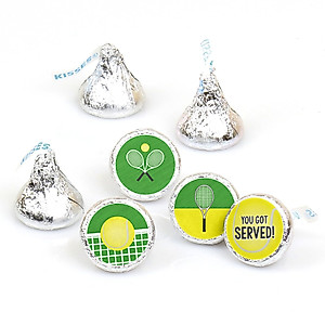 Big Dot of Happiness You Got Served - Tennis - Baby Shower or Tennis Ball Birthday Party Round Candy Sticker Favors - Labels Fit Chocolate Candy (1 Sheet of 108)