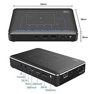 DROOS Mini Video Projector,Mini Projector Portable 5000 S Touch Screen Android 6.0 Supports Decoding 3D for Home Theater Entertain(projectors)