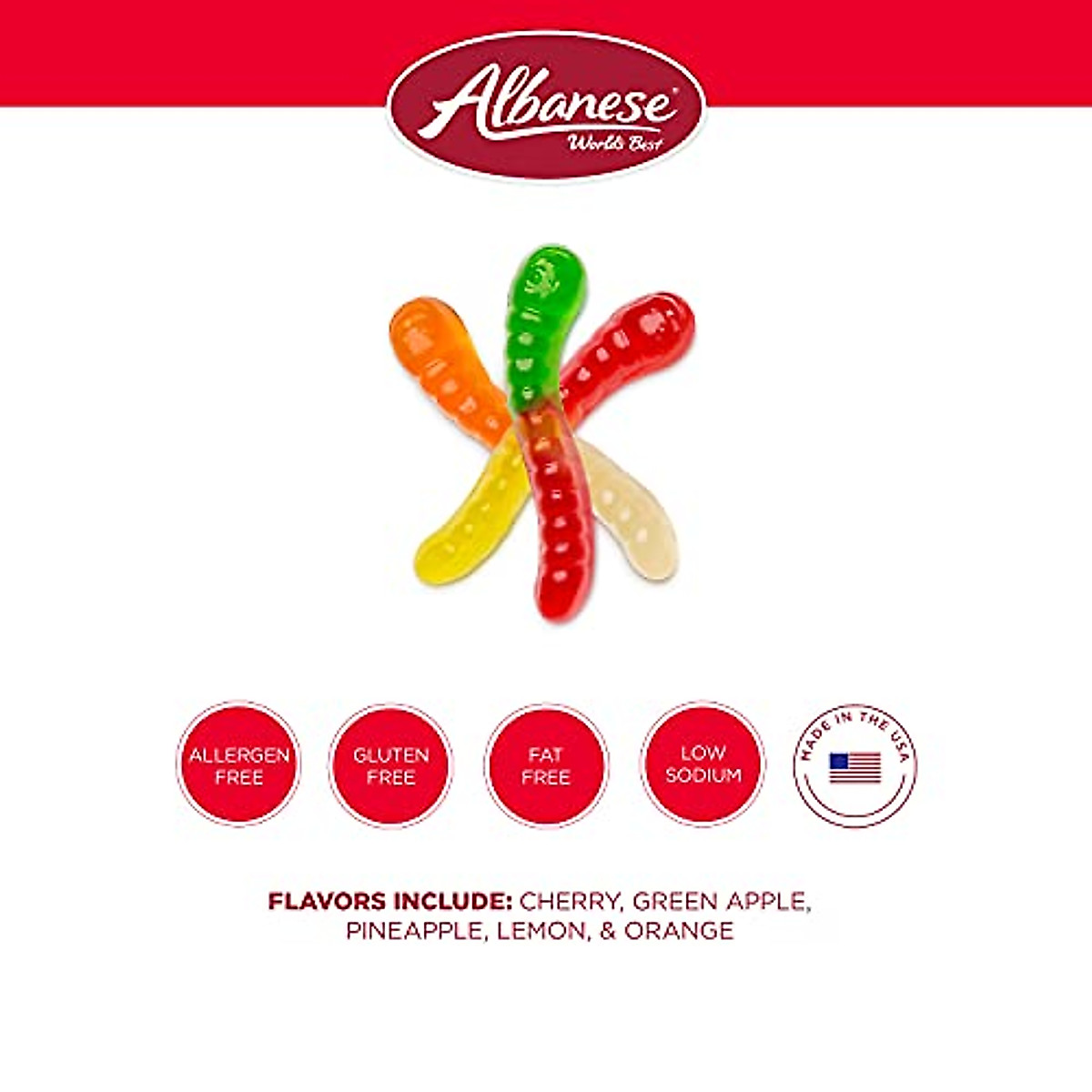 Albanese World's Best Mini Assorted Fruit Gummi Worms, 5lbs of Easter Candy, Great Easter Basket Stuffers