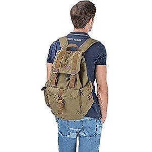 Gootium 21101AMG Specially High Density Thick Canvas Backpack Rucksack, Army Green, Large