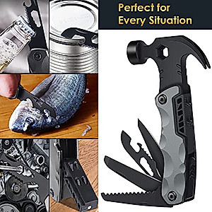 Father's Day Gifts for Dad from Daughter Son Hammer Multitool Camping Accessories, 13 In 1 Pocket Multi Survival Tools Cool Gadgets Christmas Birthday Gifts for Men Dad Him Women Husband Grandpa Wife