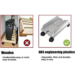 CPU Stand Mobile Desktop Tower Computer Floor Stand Rolling Caster Wheels Adjustable Width Universal PC Computer Holder Cart with 4 Caster Wheels (Silver)