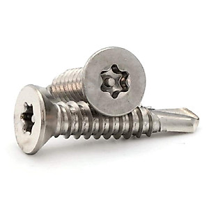 Star Drive with Pin Security Flat Head Self Drilling Screws 410 Stainless Steel - #12 x 1-1/4" Qty 25
