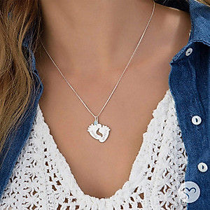 MYKA - Personalized Engraved Baby Feet Pendant Necklace - CZ or Diamond Stone Option - Custom Jewelry for Her, Women, Mom - Dainty Gift for Birthday, Christmas, Mother's Day