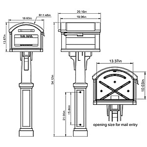 ARCHITECTURAL MAILBOXES Grand Haven Plastic, Mailbox and Post Kit, Black Extra Large