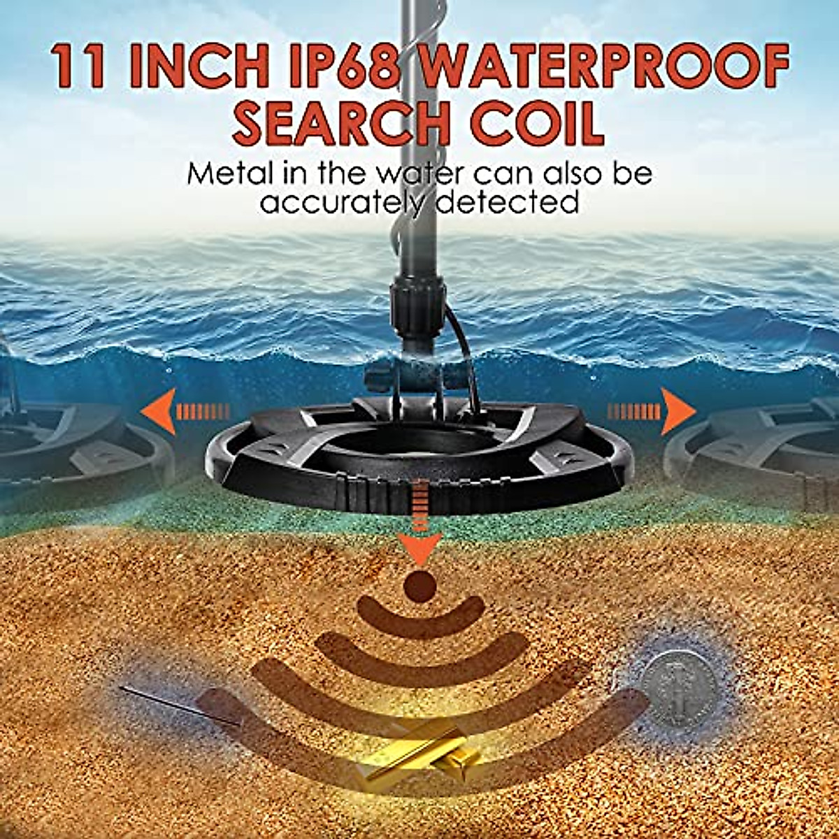 Professional Gold Detector for Adults Waterproof - Higher Accuracy Metal Detectors Lightweight 11" Coil Metales Silver Coil Finder Pinpoint Notch Detecting - SUFFLA SMD02A Camouflage Orange
