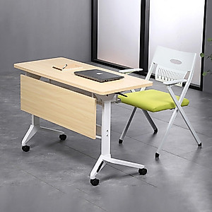 Foldable Meeting Table,Flip Top Mobile Training Table with Modesty and Lockable Wheels, Wood Tabletop, Metal Frame (Color : A, Size : 120 * 40 * 75cm)