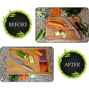 HEY PANDA Organic Bamboo Cutting Board With Containers and Lids 13pc set. Use as a Meal Prep Station. Designed with deep Juice Grooves, Handles, Rounded Corners and a Large Exposed Opening