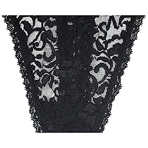 Womens Black Lace Thong Panties Sexy Soft Cmfy Lacy Thongs Underwear Plus Size Pack of 5