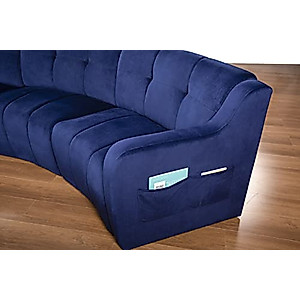Legend Vansen Velvet Floor Sofa 4 Seats Symmetrical Modular Legless Curved Round couches Sectional, 153", Blue