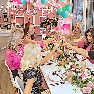 228 Pcs Tea Party Decorations, LET'S PARTEA Balloons Arch Garland Kit, Floral Tea Backdrop, Talking Party TableCloth, Teapot Teacups Tableware for Bridal Shower Engagement Bachelorette Party Supplies