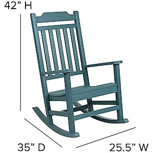 Flash Furniture Winston All-Weather Poly Resin Rocking Chair in Teal