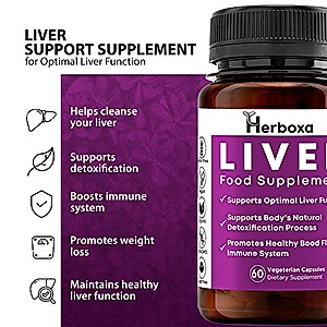 Herboxa Liver Complex for a Healthy Liver - Natural Liver Detox Supplement Supporting Liver Health - Artichoke Capsules in High Doses for Optimized Liver Functions - 60 Vegan Milk Thistle Capsules