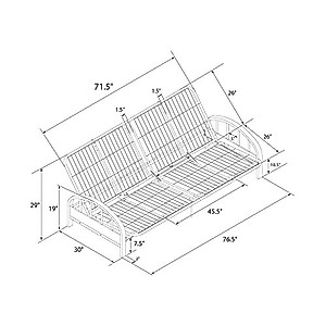DHP Aiden Metal Futon Frame, Black Large