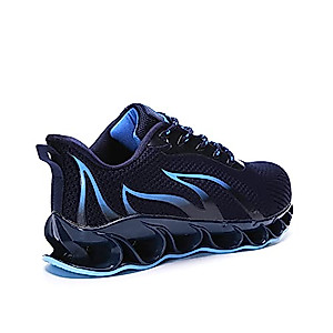 DREAM HORSE Steel Toe Indestructible Work Shoes for Men Women Lightweight Mesh Safety Industrial Construction Shoes Puncture Proof Non Slip Shoes, Black_blue, 12