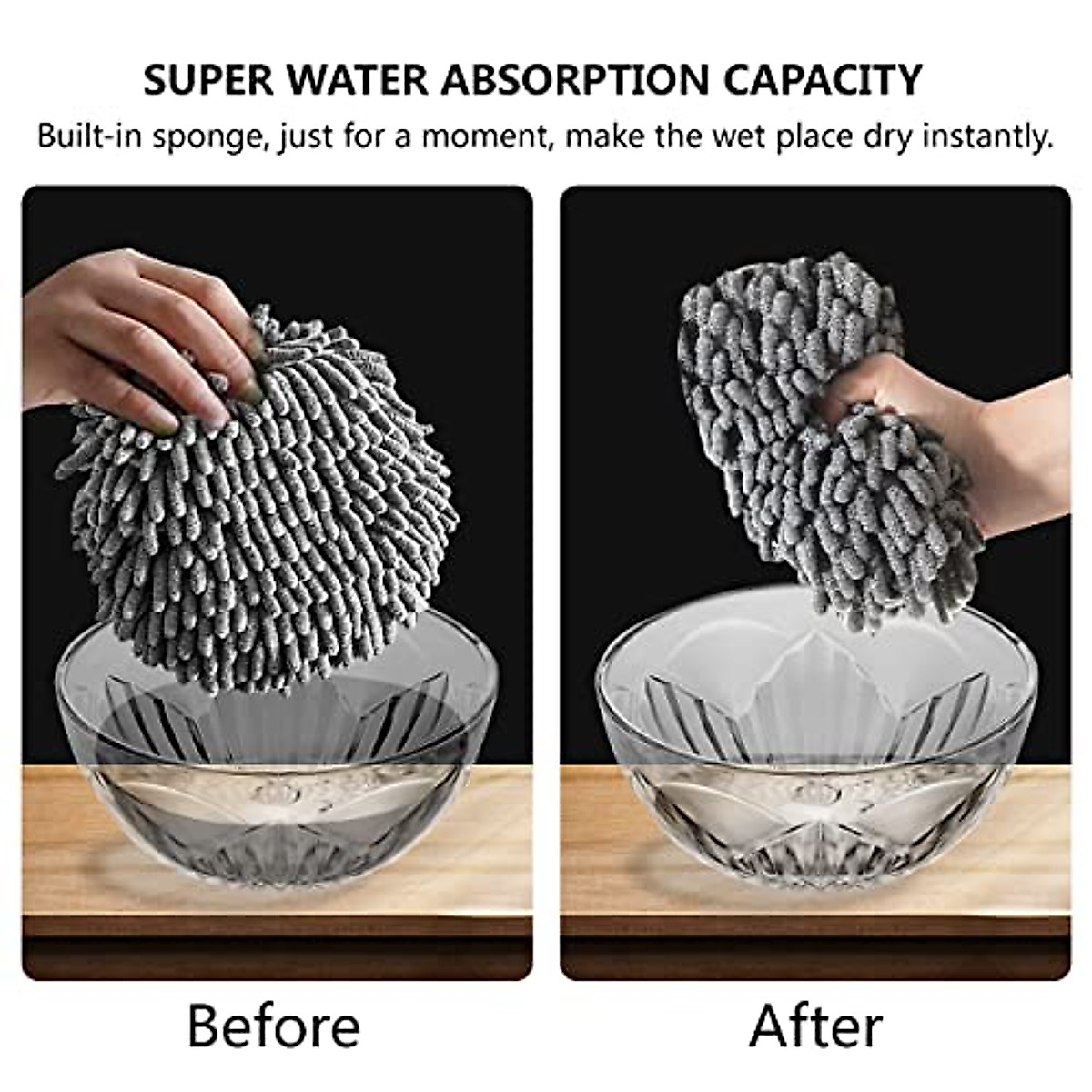 Yigood 4 PCS Chenille Hanging Hand Towels Quick Dry Hanging Absorbent Soft Hand Bath Towel, Bathroom Fluffy Microfiber Decorative Towels Ball，Cleaning Cloth for Bathroom Kitchen