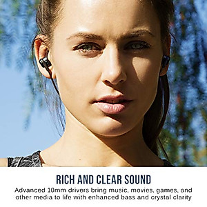 MEE audio M9B Bluetooth 5.0 Wireless in-Ear Headphones with Built-in Headset Microphone - 9 Hours Long Battery Life, IPX5 Waterproof Noise Isolation Earbuds - for Workout Gym Sports Black