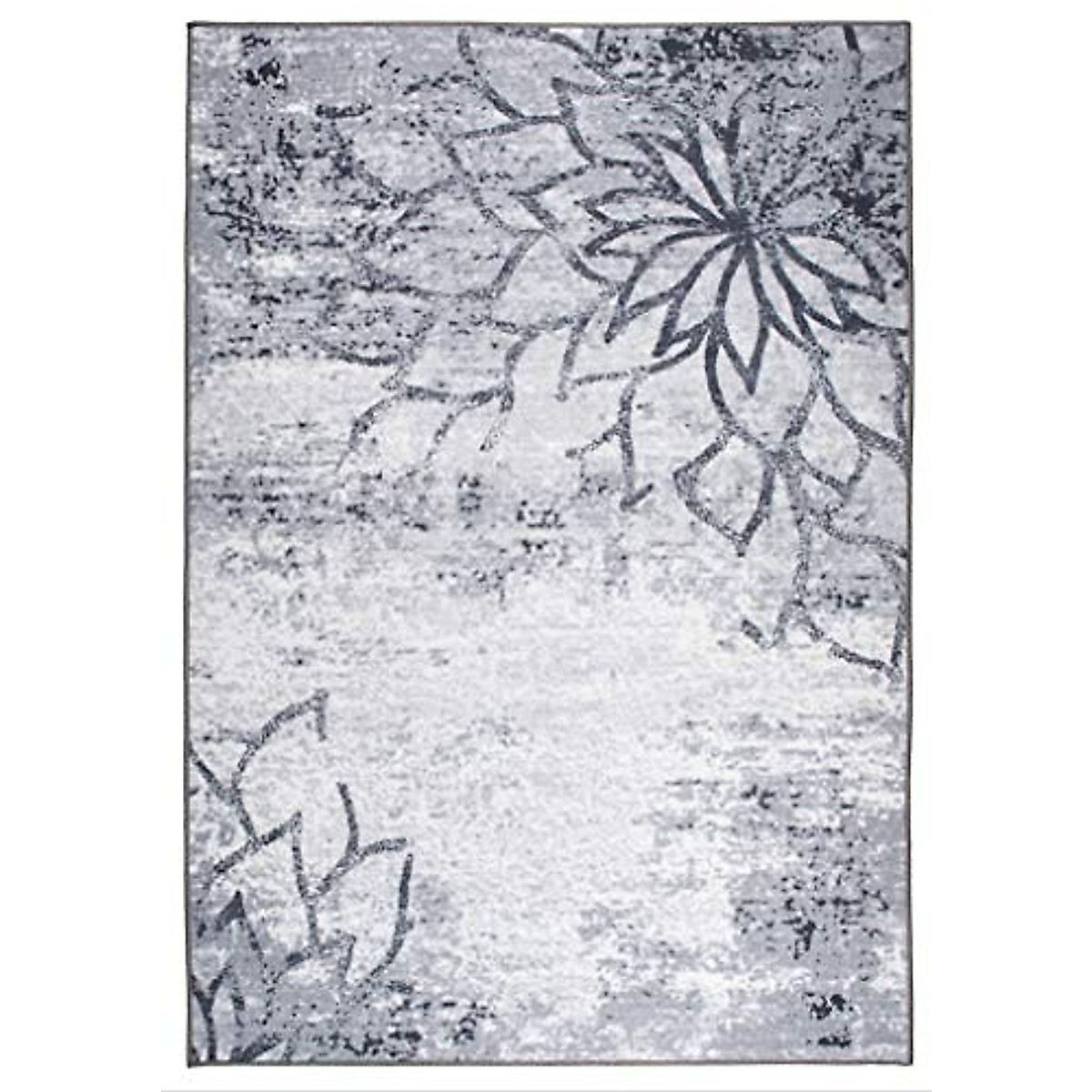 Rugshop Modern Floral Abstract Non Skid (Non Slip) Area Rug 7'10" x 10' Gray