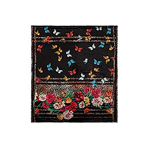 Johnny Was Blanket Jungle Cozy Reversible Leopard Throw Black Butterfly Bag New