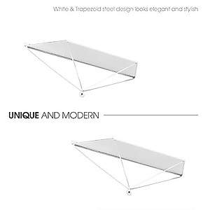 J JACKCUBE DESIGN Metal Wall Shelf/Floating Shelves, Display Hanging Organizer Rack for Living Room, Bathroom, Kitchen (White, Trapezoid) - MK486B