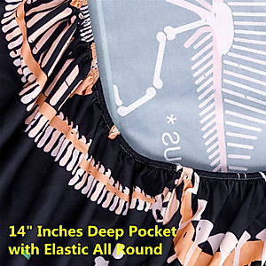 URLINENS Dinosaur Fitted Sheet Twin Size, Jurassic Evolution Dino Bones Bedding Set 2 Piece 1 Fitted Sheet and 1 Pillowcase, Wildlife Dinosaur Sheet Set for Kids Boys Girls Teens Fun Bed Sheet