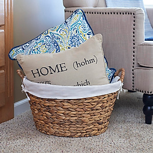Household Essentials Natural ML-6667N Round Wicker Laundry Basket Hamper with Liner