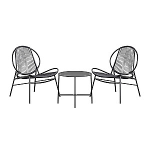 Novogratz Poolside Gossip, Marilyn 3 Piece Resin Weave Chat Set, Charcoal