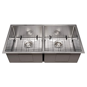 ZLINE 36" Anton Undermount Double Bowl Scratch Resistant Stainless Steel Kitchen Sink with Bottom Grid (SR50D-36S)