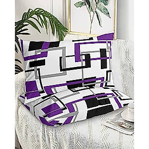 Edwiinsa Purple Grey Black Pillow Covers Standard Size Set of 2 20x26 Bed Pillow, Modern Geometry Abstract Art Aesthetics Plush Soft Comfort for Hair/Skin Cooling Pillowcases with Envelop Closure