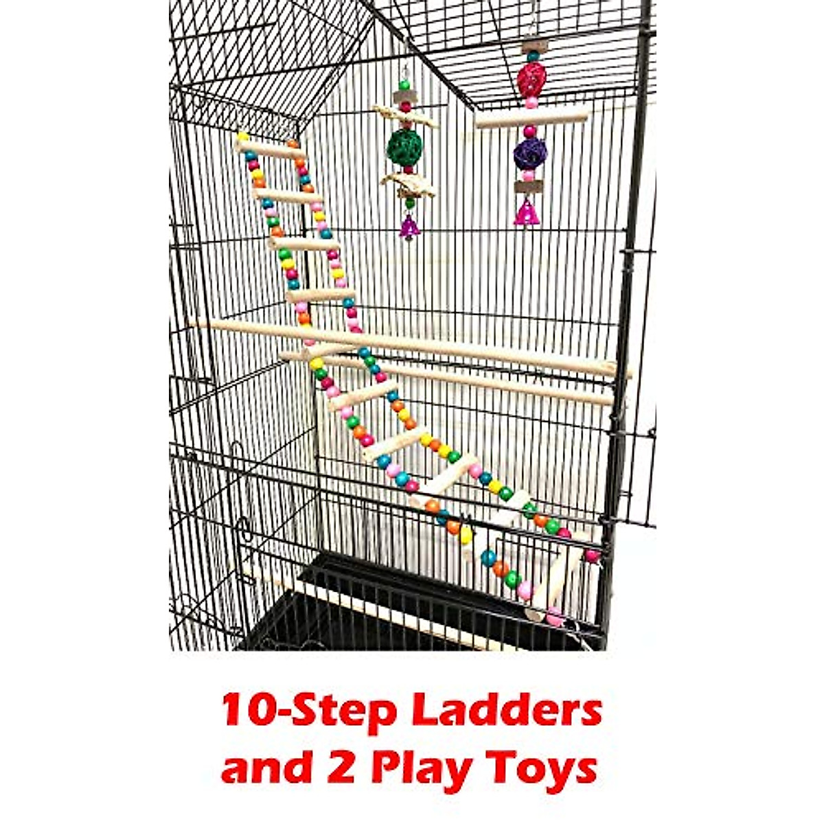 Large Double Roof Top Flight Bird Cage With Toys for Cockatiel Parakeet Conure Lovebird Budgie Parrotlet Finch Canary Small Parrot Bird Cage