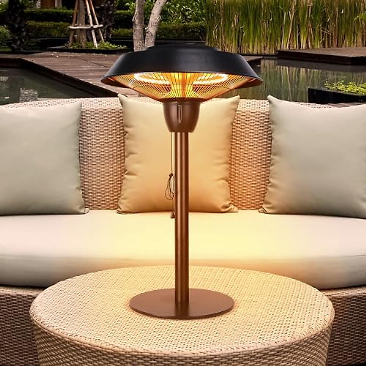 Star Patio Outdoor Freestanding Electric Patio Heater, Tabletop heater, Infrared Heater, Hammered Bronze Finished, Portable Heater suitable as a Balcony Heater, 1566-CT