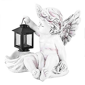 Ruiqas Candles Holder Outdoor Resin Landscape Lamp Home Garden Lawn Lamp Fairy Angel Light Decoration Sculpture Craft