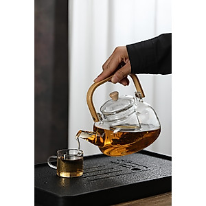 Wlasss Glass Tea Kettle with Removable Infuser,Stovetop Safe, Glass Teapot 1000 ml 33 oz, Tea Pot with Infusers for Loose Tea, Gift for Women and Adult