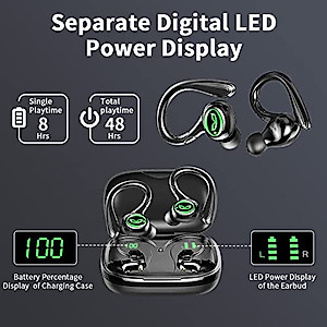 Wireless Earbud, Bluetooth 5.3 Headphones Sport 2022 Wireless Earphones in Ear Stereo Noise Cancelling Earbud with Dual Mic, Over Earhooks Ear Buds IP7 Waterproof 48H Playtime Headset for Running Gym