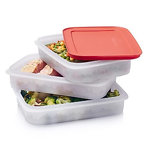 Tupperware Brand Freezer Mates Plus Stackables Set - Includes 1 Lid & 3 Food Storage Containers - Airtight, Dishwasher Safe & BPA Free